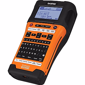 Brother PT-E500 Handheld Industrial Label Printer with PC Connectivity, Orange - 1.2" per Second Print Speed, up to 24mm Tape Size, 180 dpi, USB Interface, Auto Cut Labeling Tool with Carrycase