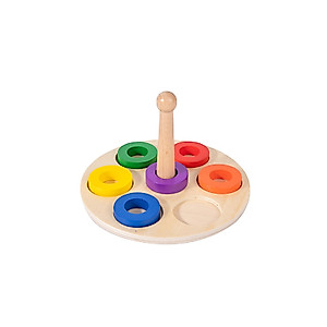 Adena Montessori 6 Rings on Peg Baby Toys for 1 Year Old Infant Toddlers