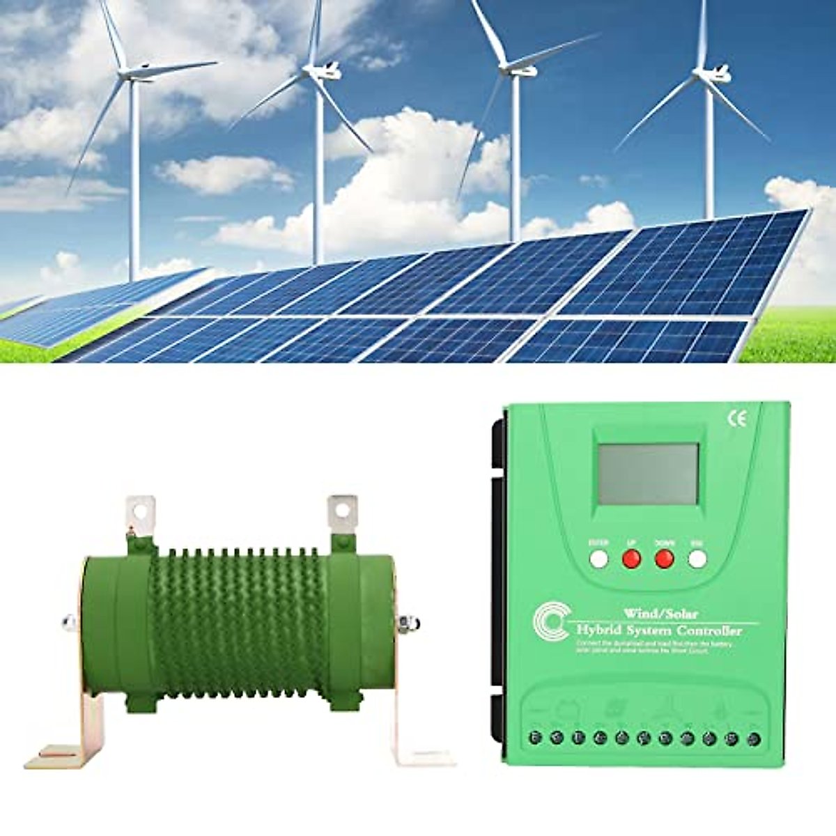 24V 48V Wind Solar Hybrid Charge Controller, MPPT Boost Charge LCD Solar Energy Controller LCD Large Screen Digital Display(GPI48280)