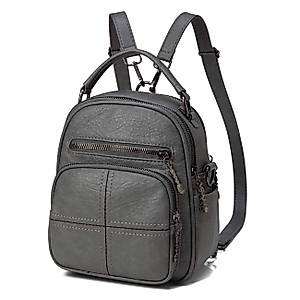 Kasqo Mini Backpack Purse for Women, Square Small Convertible PU Leather Backpack Fashion Shoulder Bag for Ladies -Brown