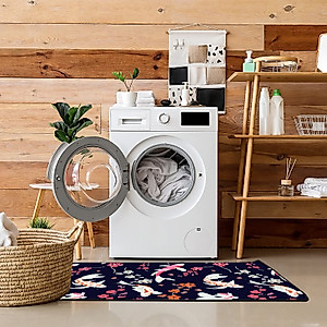 TsyTma Koi Fish Pattern Kitchen Rug Non-Slip Decor Absorbent Bloom Pattern Kitchen Floor Mat Bathroom Rug Waterproof Runner Rug 39"x20"