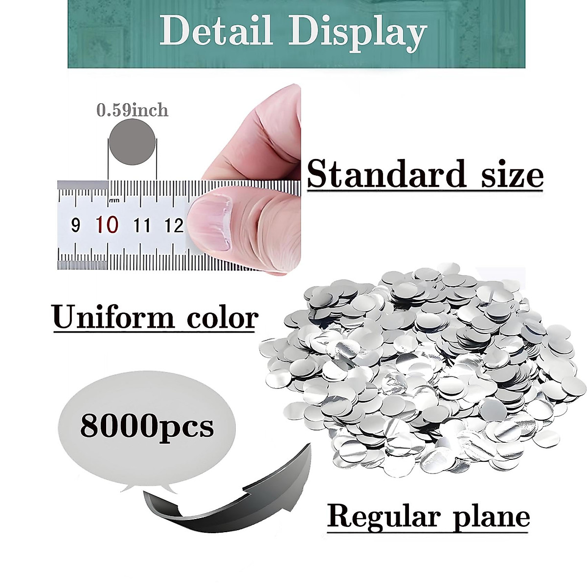 Silver Metallic Foil Confetti 8000 Pcs Shiny Round Table Confetti for Fill Balloon Wedding Graduation Party Decorations,60g of pack