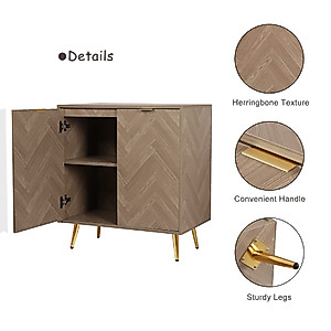 Anmytek Modern Sideboard Buffet Cabinet, Natural Oak Accent Cabinet with 2 Doors and Adjustable Shelf Spaicous Storage Cabinet for Living Room Kitchen Hallway, H0058