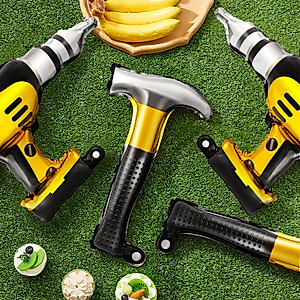 Lenwen 12pcs Hammer Balloons Drill Balloons 17 Inch Inflatable Toys Construction Party Decorations Electric Screwdriver Balloon Decorations for Father's Day Party Husband Boyfriend Birthday Party