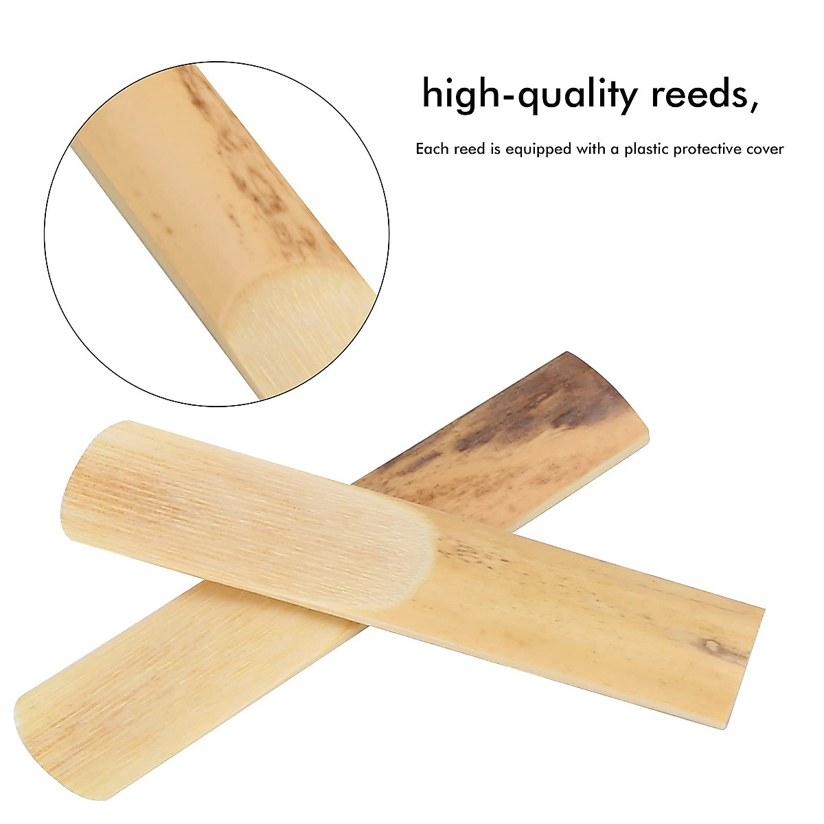 10PCs Tenor Saxophone Reeds Tenor Sax Accessories With Plastic Protective Cover Woodwind Musical Instrument Accessories for Beginners Educators Students
