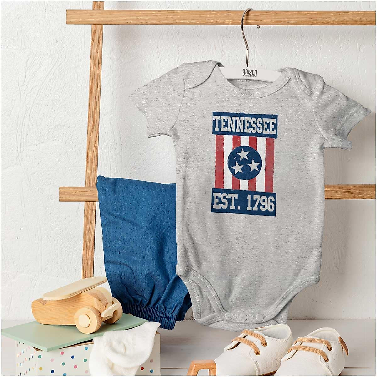 Brisco Brands Tennessee Country Southern TN Flag Baby Romper Boys or Girls