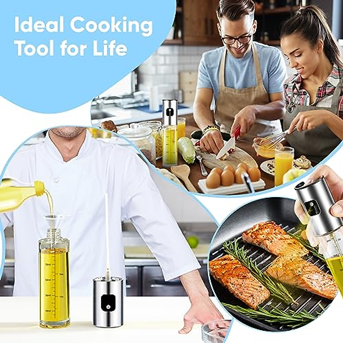 Oil Sprayer Mister for Cooking, kitchen Oil Sprayer Olive Oil Spray Bottles, 3.4-Ounce Capacity Food Grade Glass Bottle Oil Spritzer for Air Fryer, Salad, BBQ, Baking, Roasting, Grilling, Frying-1Pack