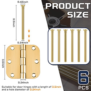 Ferraycle 6 Pack Hinge Pins for Doors 3.5 Inches Hinge Pin Oil Rubbed Bronze Door for Interior Security Replacement(Gold)