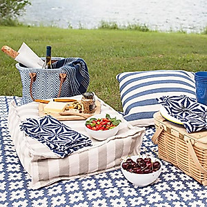 Dash and Albert Samode Indoor/Outdoor Area Rug - 2.5' x 12' Runner Denim & Ivory Diamond Handwoven Washable Accent Rug - Durable, Fade Resistant, High Traffic