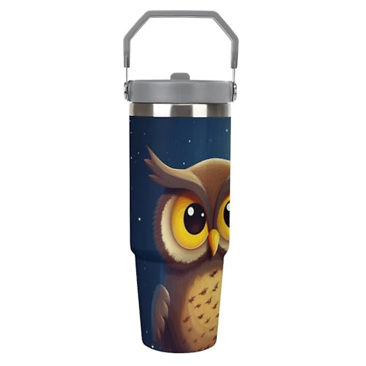 SYJTGDE Large Capacity Car Cup Owl And Yellow Moon Fashionable Upgrade Car Cup Advanced And Beautiful Travel Cup