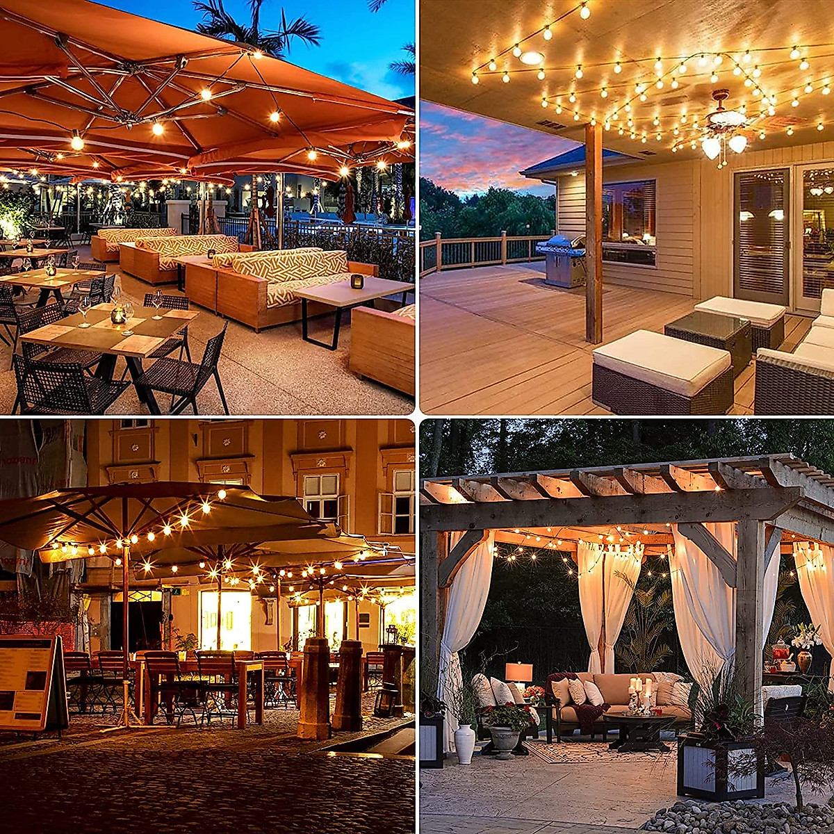 Abeja 25Ft LED Outdoor String Lights, Patio Globe String Lights with 27 Shatterproof LED Clear Bulbs(2 Spare), Hanging Patio String Lights for Backyard Decor Bistro Party Yard Decor- White Wire