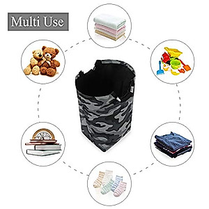 Ollabaky Large Foldable Laundry Hamper Bag with Handles, Army Camouflage Pattern Laundry Basket Box Big Storage Organizer for Family, Dormitory, Washhouse