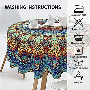Speku Boho Table Cloth Round Tablecloth 60 Inch Washable Waterproof Table Cover Tabletop Decoration for Restaurant, Picnic, Indoor and Outdoor Dining - Mandala