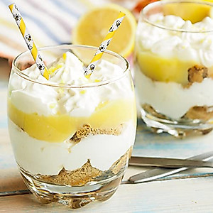 Whaline 200Pcs Bumble Bee Paper Straws Summer Honey Bee Yellow White Disposable Straws Stripe Patterned Drinking Well Crafted Straws for Juices Shakes Cocktail Baby Shower Wedding Decor Event Supplies