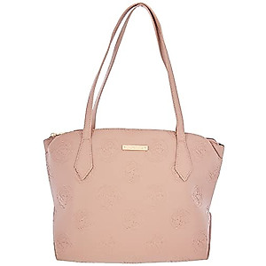 Betsey Johnson Debossed Roses Triple Compartment Faux Leather Tote Shoulder Bag