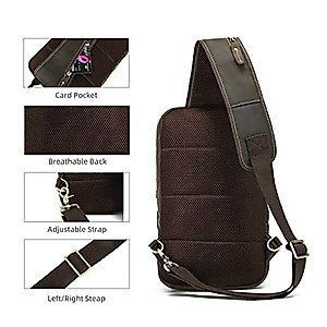 Hespary Leather sling bag crossbody shoulder backpack daypacks for men travel hiking fit 12.9" ipad