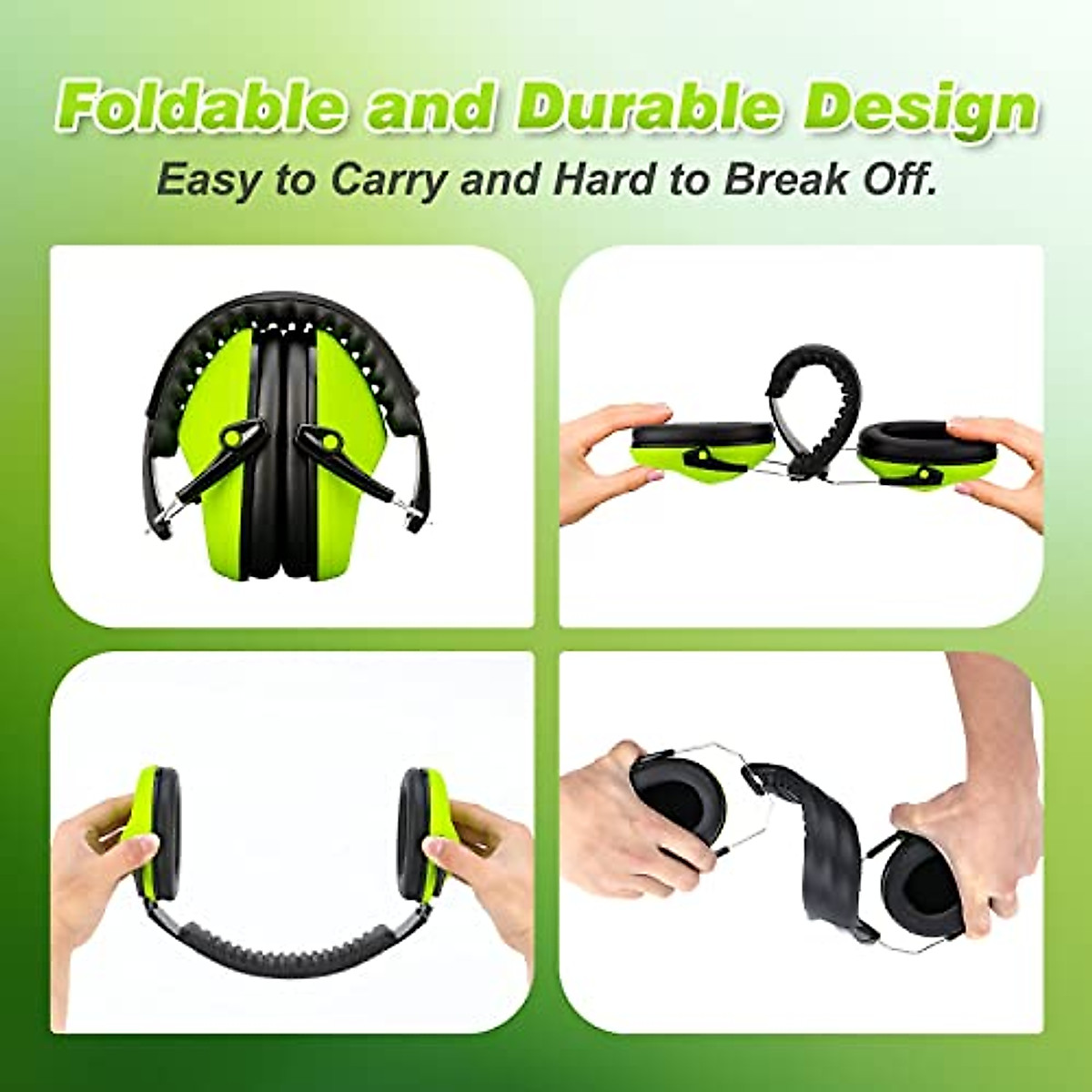 BlueFire Kids Noise Cancelling Ear Muffs, 2 Pack Sound Blocking Over Ear Headphones, Foldable Hearing Protection Ear Muffs for Children/Adults, Noise Reduction Muffs for Sleeping, Studying, Shooting