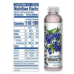 AriZona Blueberry White Tea - Premium Brewed Iced Tea, 20 Fl Oz (Pack of 12)