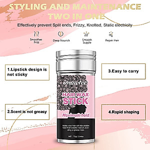 immetee Hair Wax Stick, Wax Stick for Hair & Hair Wax Stick for Flyaways, Edge Control Slick Stick, Hair Wax Stick for Wigs Men ＆ Women-75g