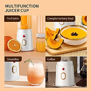 Personal Size Blender for Milkshakes and Smoothies, 15.6 oz Portable Blender, 10 Steel Blades, Cordless Blender, 21000r/min, Multi-Function Blender with 2 Cups, Travel-Friendly - White