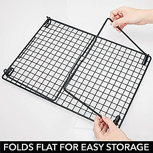 mDesign Metal Stackable Storage Shelf - Closet, Cabinet, Countertop 2-Tier Raised Organizer - for Bedrooms, Bathrooms, Entryways, Hallways - 17" x 12" x 8", 4 Pack - Black