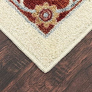 Maples Rugs Stina Vintage Medallion Kitchen Rugs Non Skid Accent Area Carpet [Made in USA], Blue/Red, 2'6" x 3'10"