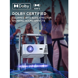 Outdoor Projector, Artlii Rubicon 4K Projector, Auto Focus & Keystone, Dolby Audio, Anti-Direct Eye Protection, 2x10W Speakers with Bass Effect, 5G WiFi/Bluetooth/USB/HDMI