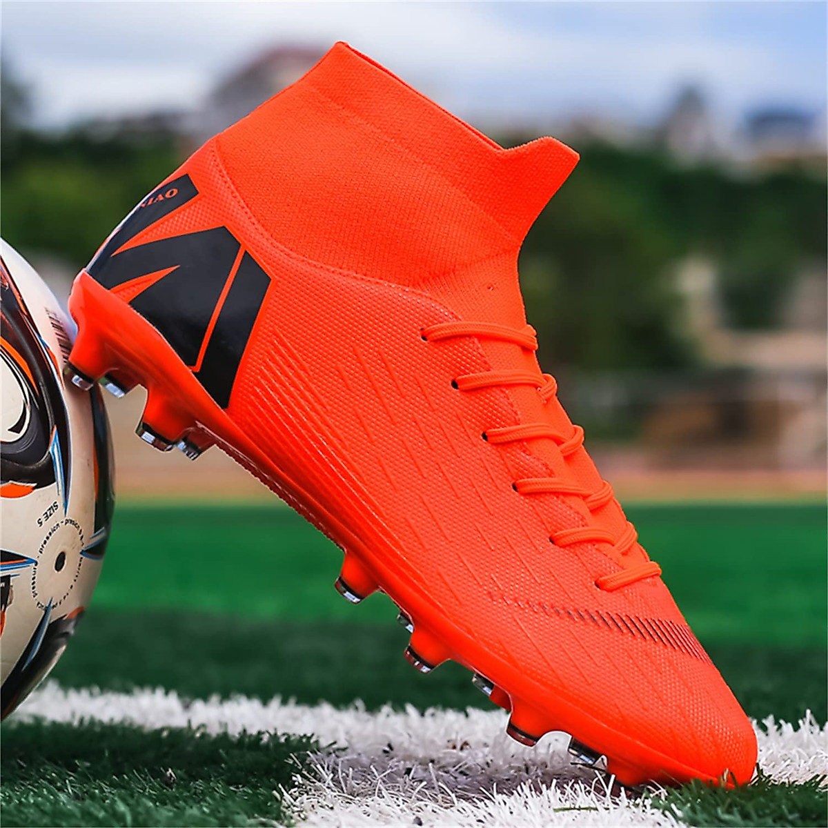 MDPCX Unisex Soccer Sneakers are Light, Breathable, Non-Slip and Shock-Absorbing, and The Youth high-top Indoor Lawn Training Hard Bottom TF/AG.
