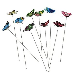 DatingDay 10 Pack Colourful Garden Butterflies On Sticks Miniature Fairy Garden Decoration