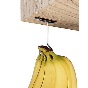 YQh Banana Hooks, Stainless Steel Hooks Under Cabinet Foldable for Banana or Other Lightweight Kitchen Items, Pre-Drilled Holes (Screws Available!), Keep Banana Fresh and Durable