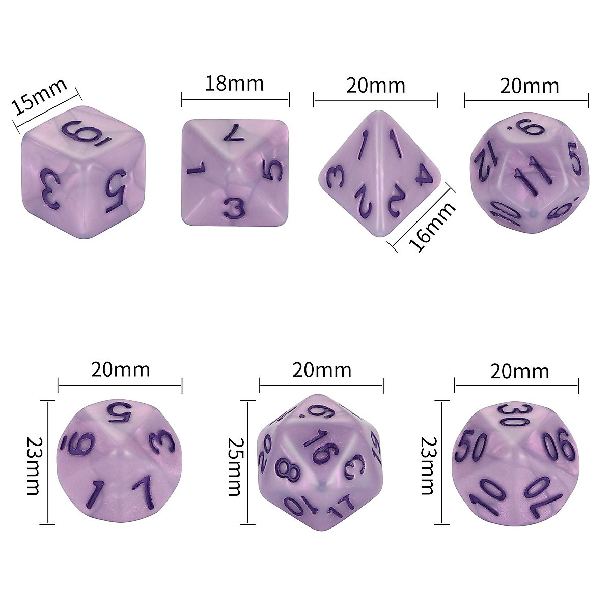 DND Dice, 5 x 7 Sets (35 Pieces) Polyhedron Dice for Dungeons & Dragons RPG MTG DND Tabletop Game with 1 Free Pouch D4 D8 D10 D12 D20