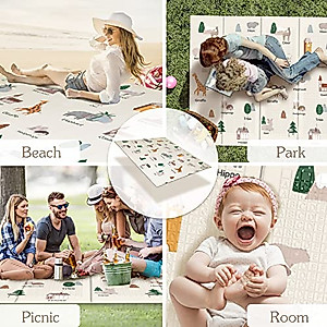 Baby Play Mat 79" X 71",Reversible Waterproof Foldable Foam Floor Padded Playmats for Babies,Toddlers, Extra Large Anti- Slip Baby Crawling Mat with Travel Bag, Play Pens & Tummy Time Indoor Outdoor