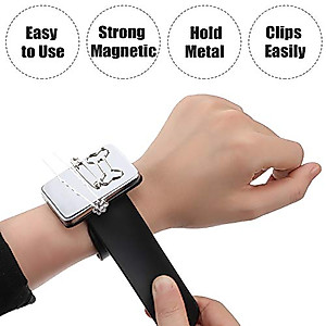 2 Pieces Magnetic Sewing Pincushion, Magnetic Wristband Pin Cushion Holder for Quilting Sewing Pins Hair Clips with Flannelette Bag, Silicone Wrist Strap Bracelet