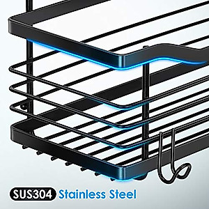 ODesign Shower Caddy Basket Shelf for Shampoo Conditioner Bathroom Kitchen Storage Organizer SUS304 Stainless Steel No Drilling - Black