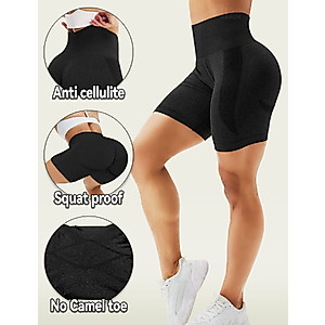 HIGORUN Women's Seamless Workout Shorts Gym Yoga High Waist Smile Contour Cycling Shorts Grey M