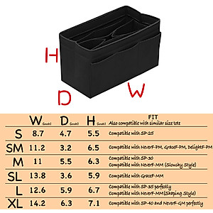 DailyPlus Purse Organizer Insert Felt Bag Organizer Handbag Organizer Insert Bag In Bag Organizer for Tote Purse Bag 14 Pockets Black Medium