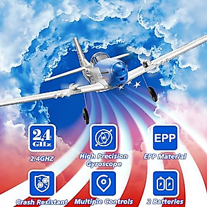 28℃ Remote Control Airplanes, 2.4Ghz 2CH RC Plane Toy Gift for Kids & Adults, Remote Control Plane for Beginners with Gyro Stabilization System (Blue)