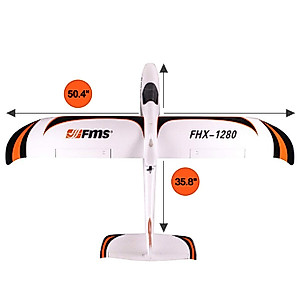 Fms Rc Plane for Adults Easy Trainer RC Airplane 4CH 1280mm (50.4") Wingspan Beginner Without Reflex RTF Ready to Fly (Included Transmitter/Receiver/Battery)