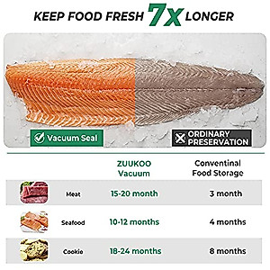 Zuukoo 8"*16.4' (2Rolls) FDA Standard Vacuum Sealer Bags Rolls with BPA Free, Heavy Duty Vacuum Sealer Storage Bags Rolls for Food Saver, Manually Cut