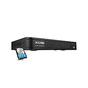 ZOSI H.265+ 5MP Lite 8 Channel CCTV DVR Recorder with Hard Drive 1TB, Remote Access, Motion Alert Push, Hybrid Capability 4-in-1(Analog/AHD/TVI/CVI) Full 1080p HD Surveillance DVR for Security Camera
