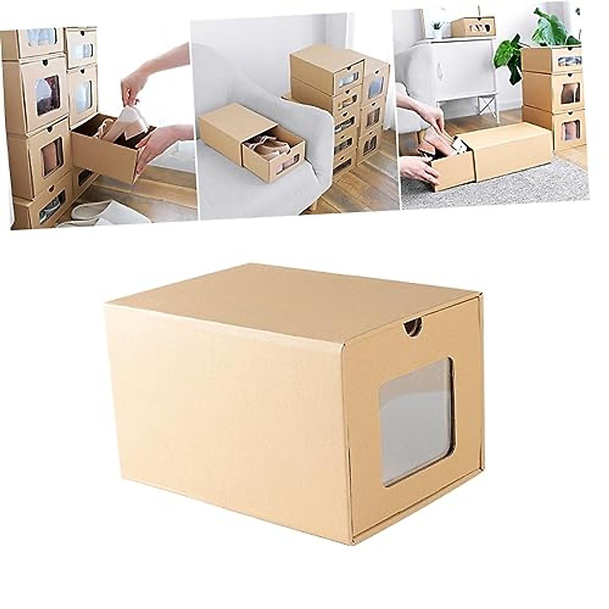 Cabilock Foldable Drawer Type Thickened Paper Easy Install Sturdy Tear-resistant Shoe Storage Case for High Heels