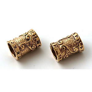 LynnAround Bronze Norse Viking Celtic Beard Beads Rings, Dwarven Dreadlock Pirate Medieval Hair Beads, Pagan Jewelry