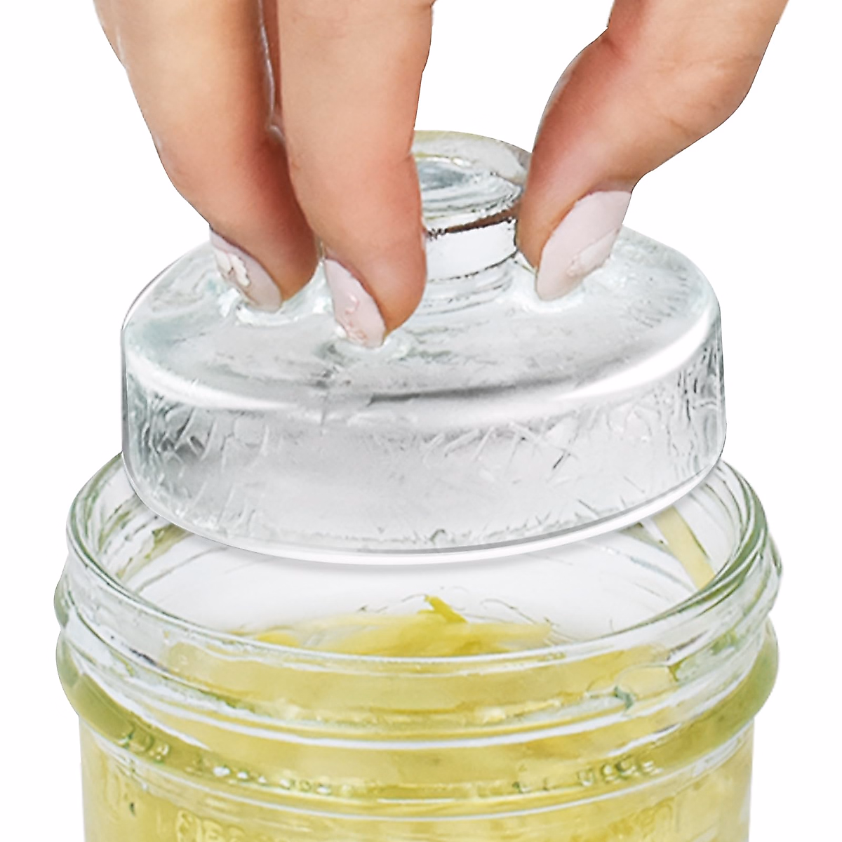 Artcome 4-Pack Glass Fermentation Weights with Easy Grip Handle and Unique Texture Design for Large Wide Mouth Mason Jars