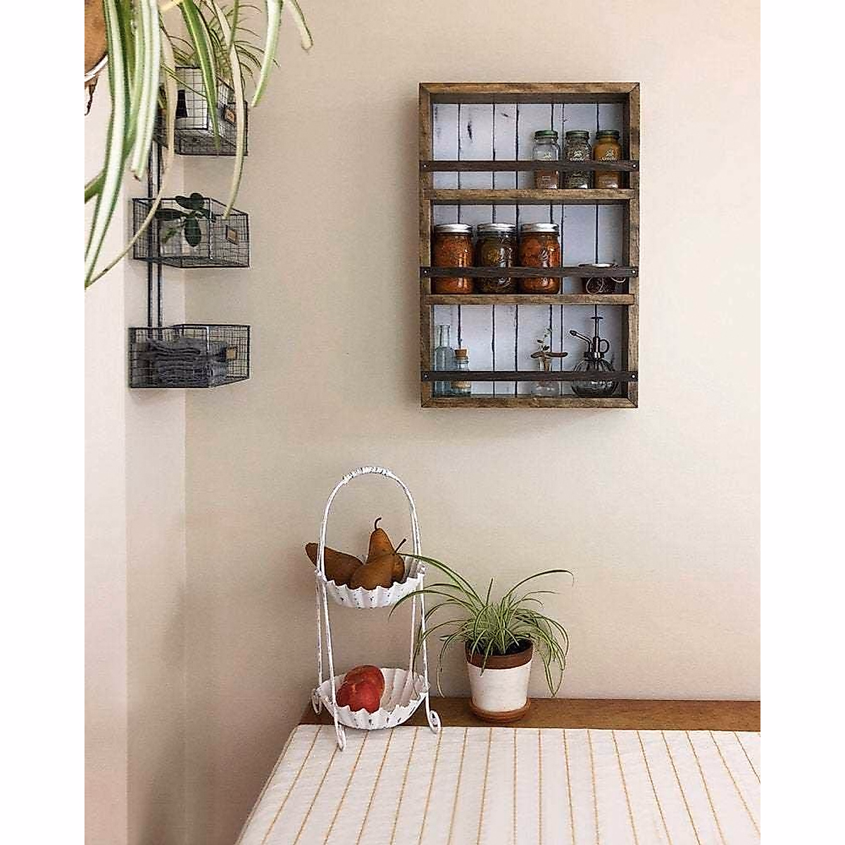 Mansfield Cabinet No. 103 - Solid Wood Spice Rack Cabinet Golden Oak/Navy Blue