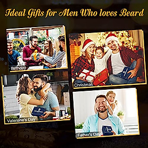 Beard Growth Kit - Derma Roller for Beard Growth, Beard Kit with Beard Growth Oil, Beard Roller, Balm, Comb - Facial Hair Growth & Patchy Beard Growth - Valentine's Day Gifts for Him Husband Boyfriend Dad