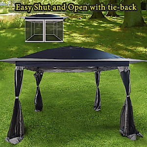 Generies Outdoor Gazebo Pop-up Canopy Tent Extra 12 x 12 Shade with Durable Frame, 4 Sand Bags, Wheeled Bag - Easy Set-up and Folding Commercial Instant Canopy to Garden (Navy Blue)…
