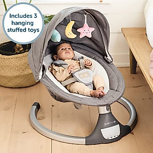 Nova Baby Swing for Infants - Motorized Bluetooth Swing, Music Speaker with 10 Preset Lullabies, Remote Control, Gray - Jool Baby