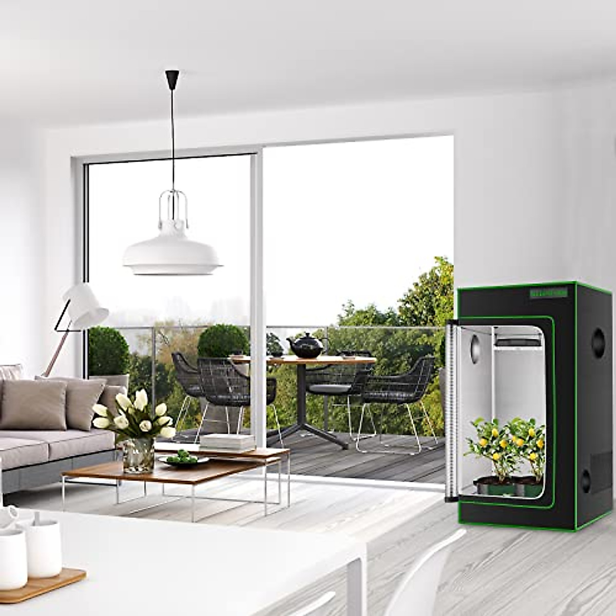 MELONFARM 2x2 Grow Tent 24"x24"x48''Reflective 600D Mylar Hydroponic with Observation Window, Floor Tray and Tool Bag for Indoor Plant Growing