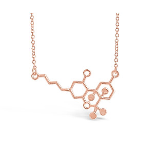 THC Molecule Necklace, CBD Molecule Jewelry, Geek Jewelry for Women, Nerdy Jewelry Gift, Science Lovers Gifts, CBD Oil Lovers Gifts (Rose Gold Tone)