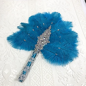 Msbfea Big Size Design African White Ostrich Feather Ladies Wedding Feather Fan for Bride Feather Nigerian - Same as Pictures Color 189